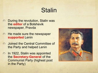Sec 3N Hist (Elec) Chapter 2.1 (Part 2) Reasons for rise of stalin | PPTX