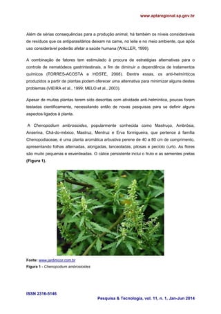 Avaliação da atividade anti-helmíntica do extrato aquoso de chenopodium ...