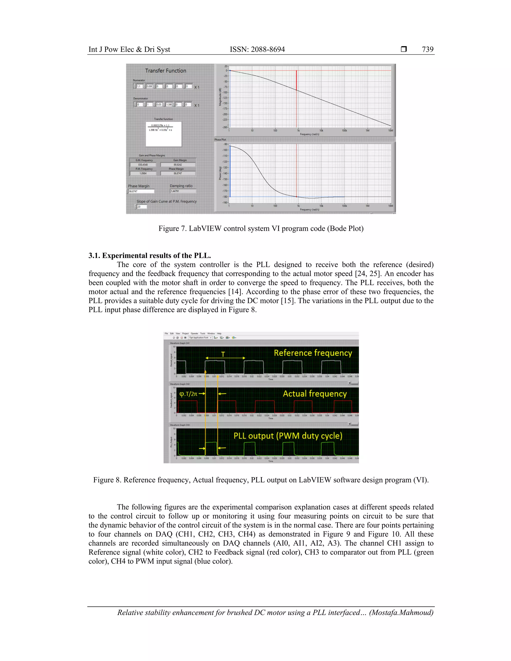 Relative stability enhancement for brushed DC motor using a PLL interfaced with LabVIEW | PDF