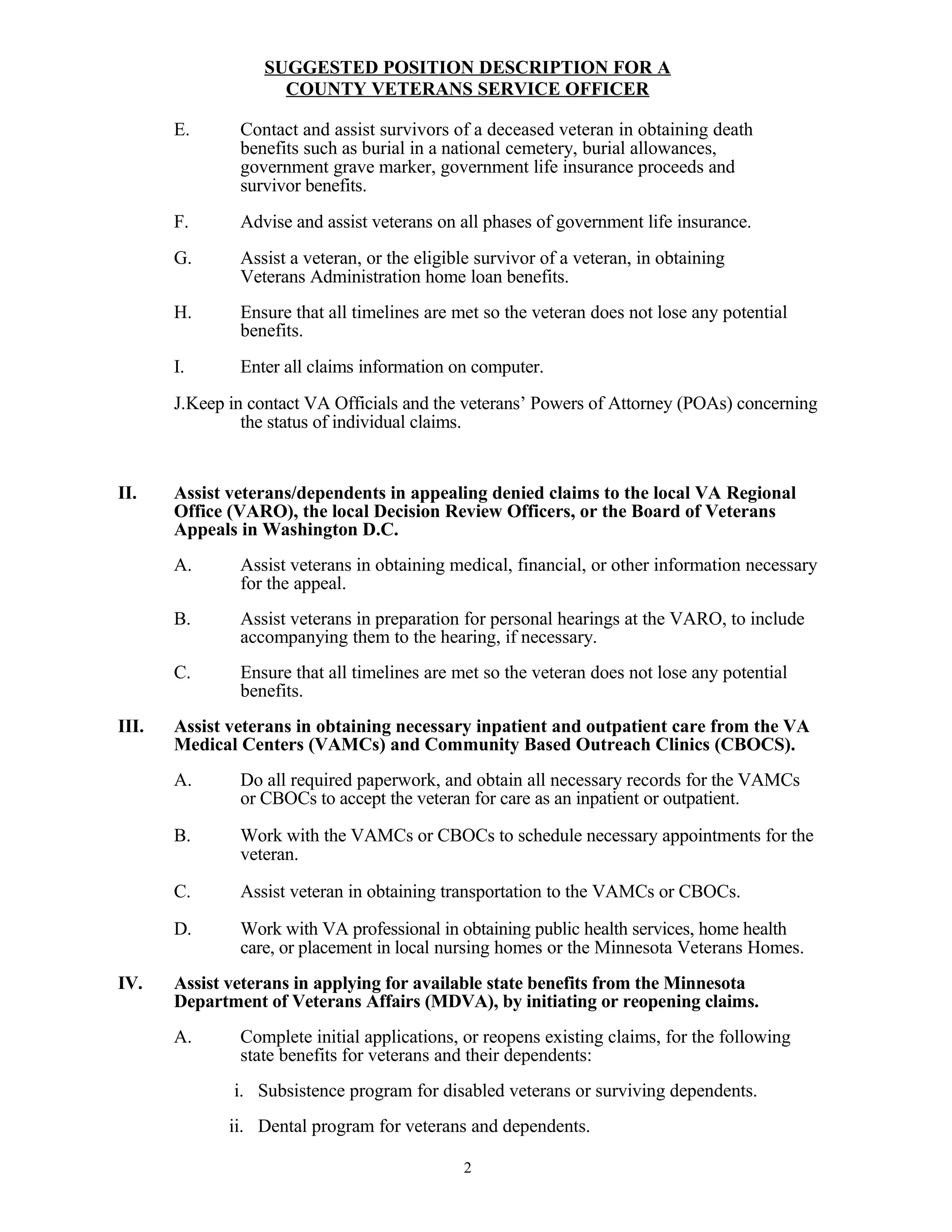 CVSO Job Description | DOC