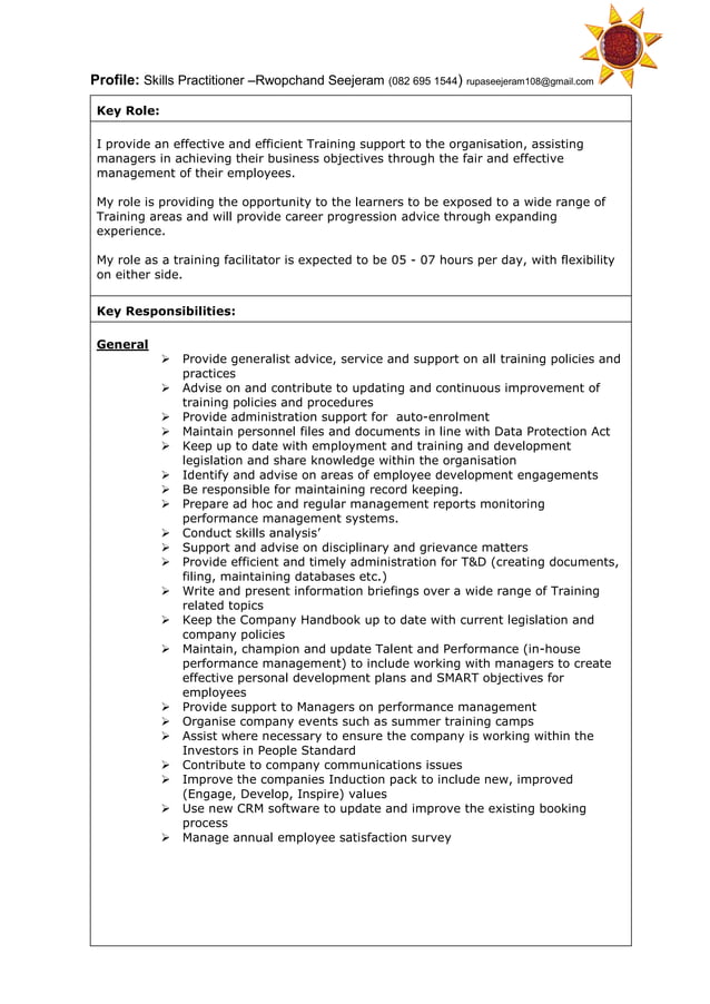 Skills Practitioner Profile-Rupa Seejeram | PDF