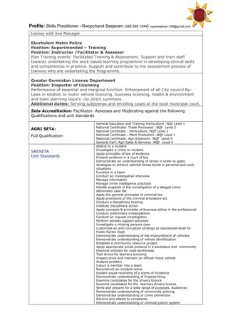 Skills Practitioner Profile-Rupa Seejeram | PDF