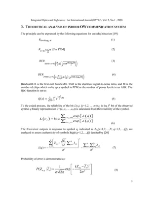 ANALYTICAL PERFORMANCE EVALUATION OF AN LDPC CODED INDOOR OPTICAL WIRELESS COMMUNICATION SYSTEM ...