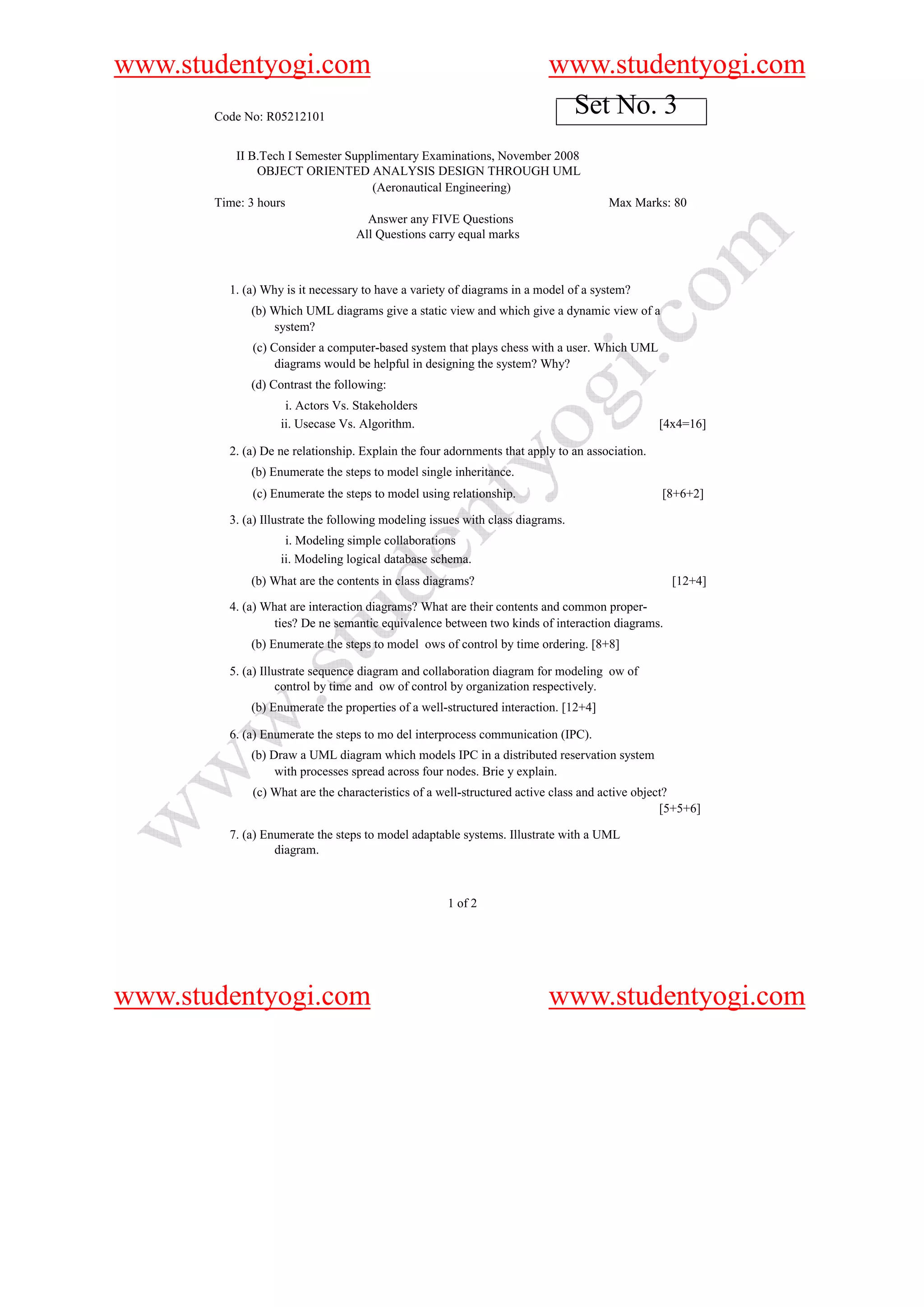 212101 Object Oriented Analysis Design Through Uml Pdf Graphics Software Computer Software