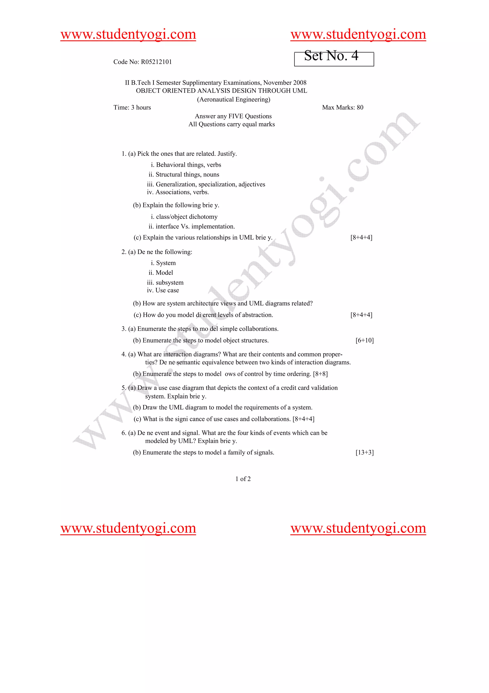 212101 Object Oriented Analysis Design Through Uml Pdf