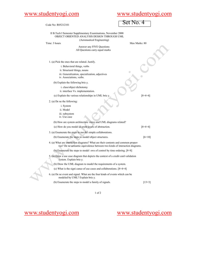 212101 Object Oriented Analysis Design Through Uml Pdf Graphics Software Computer Software