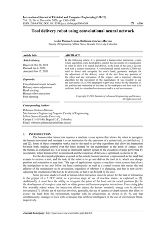 Tool delivery robot using convolutional neural network | PDF | Artificial Intelligence ...
