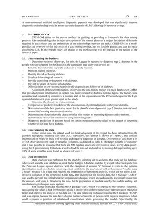 Predictive machine learning applying cross industry standard process for data mining for the ...