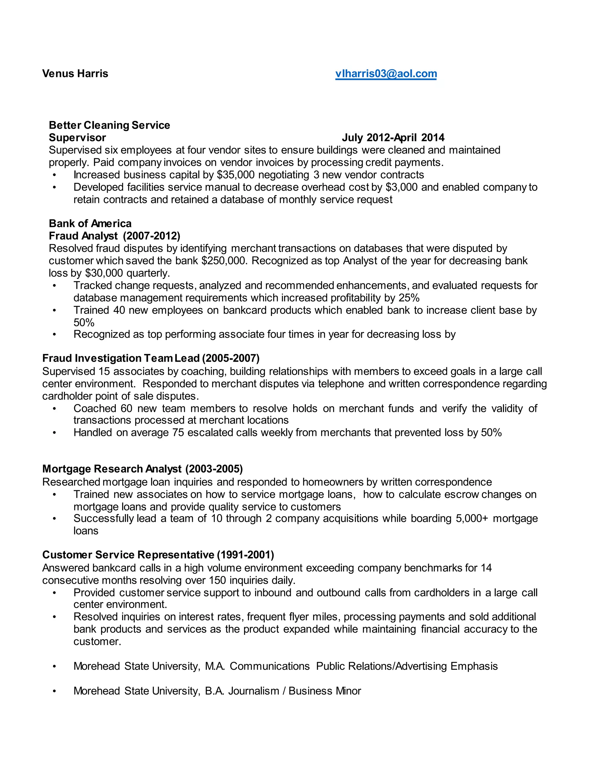 Venus Harris Resume | DOCX