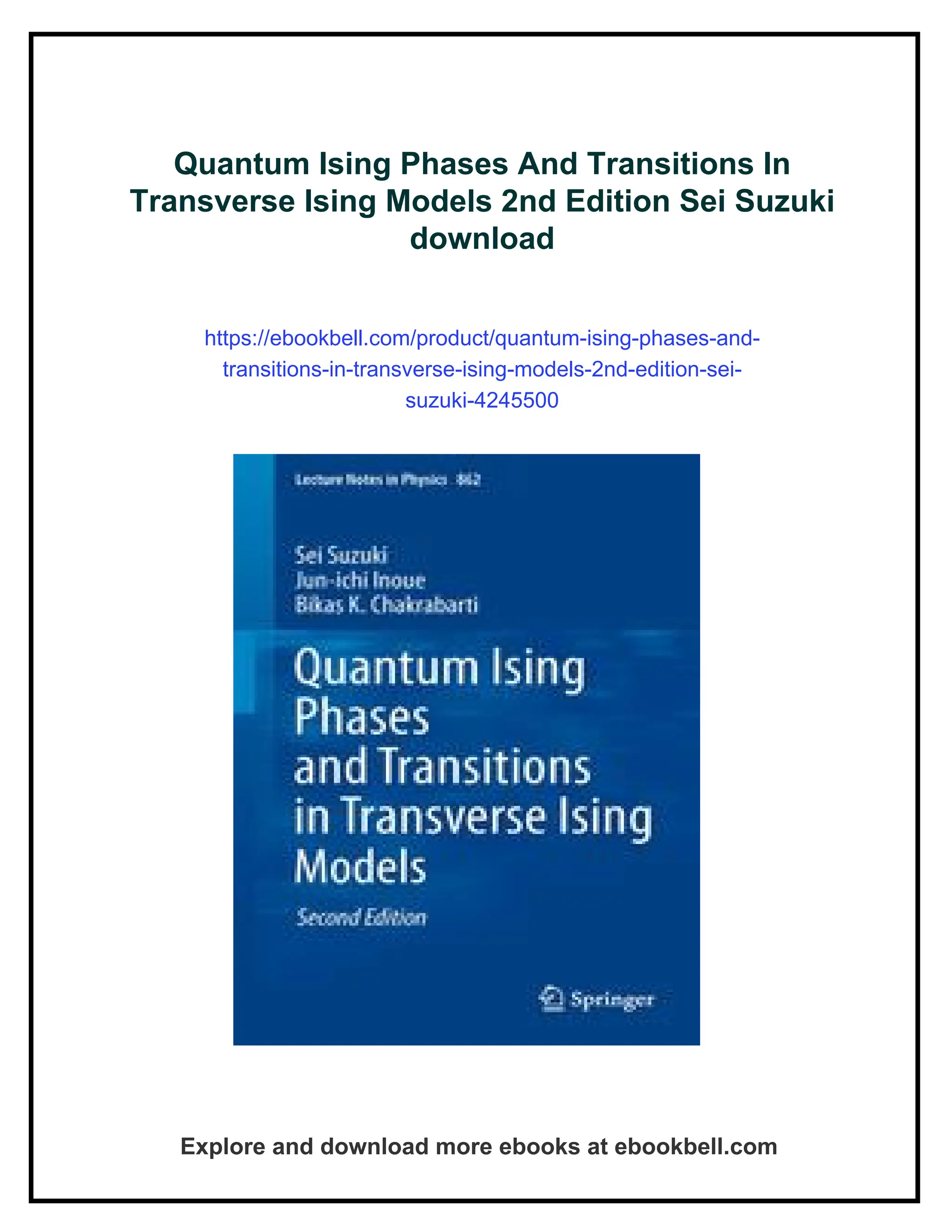 Quantum Ising Phases And Transitions In Transverse Ising Models 2nd Edition Sei Suzuki | PDF
