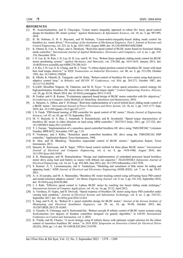 Implementation of speed control of sensorless brushless DC motor drive ...