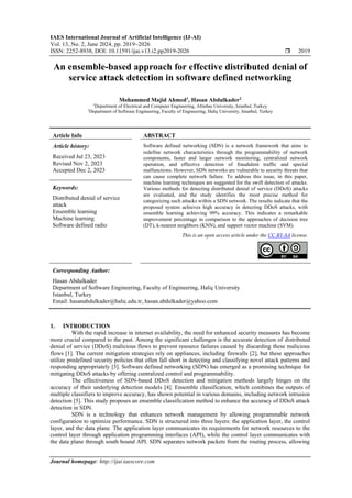 An ensemble-based approach for effective distributed denial of service attack detection in ...