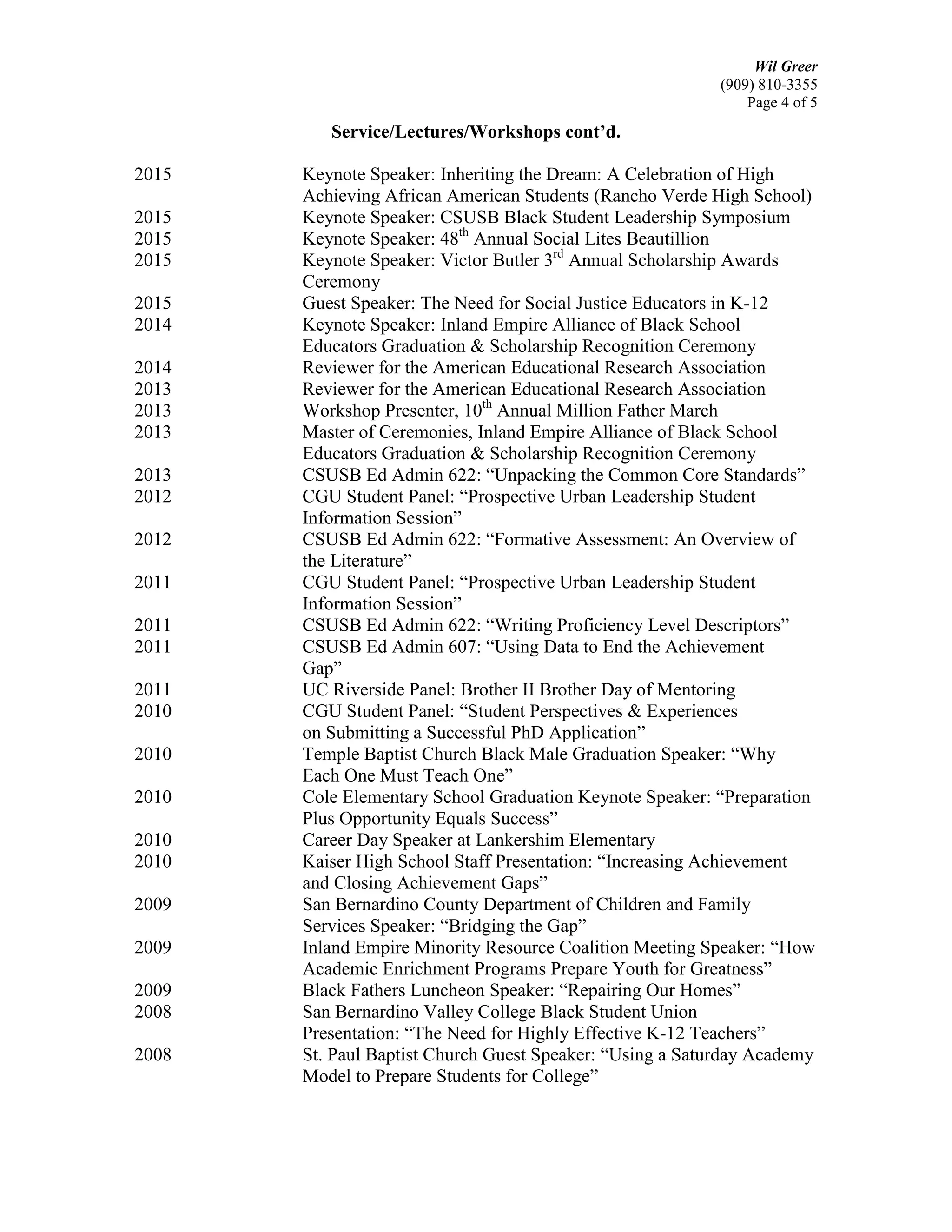 Wil Greer's CV | PDF