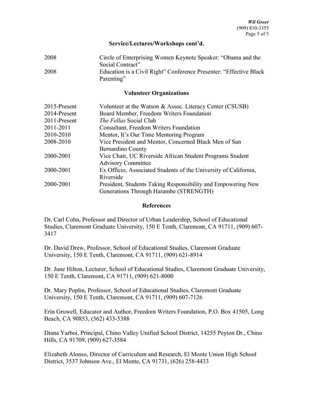 Wil Greer's CV | PDF
