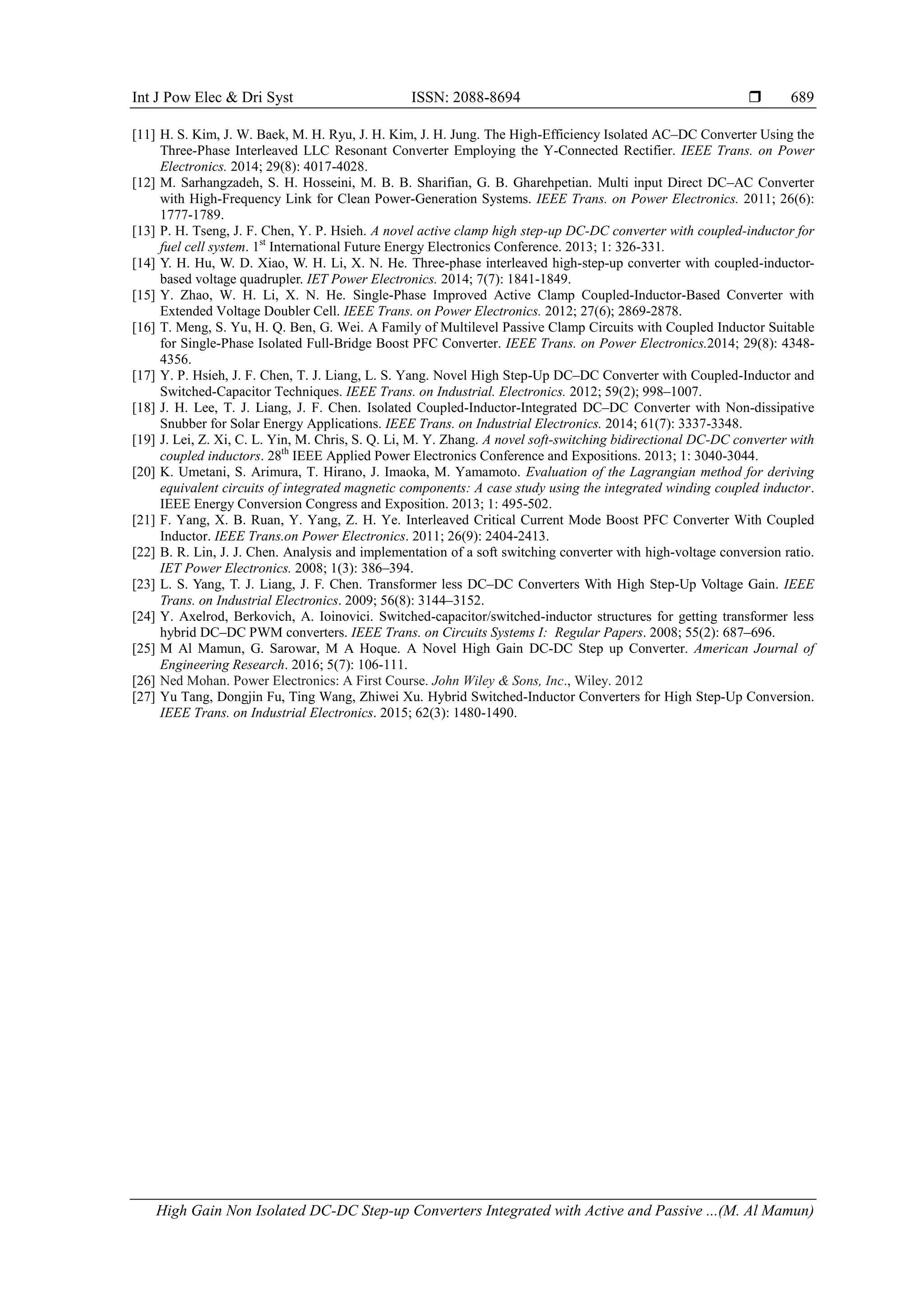 High Gain Non Isolated DC-DC Step-up Converters Integrated with Active and Passive Switched ...