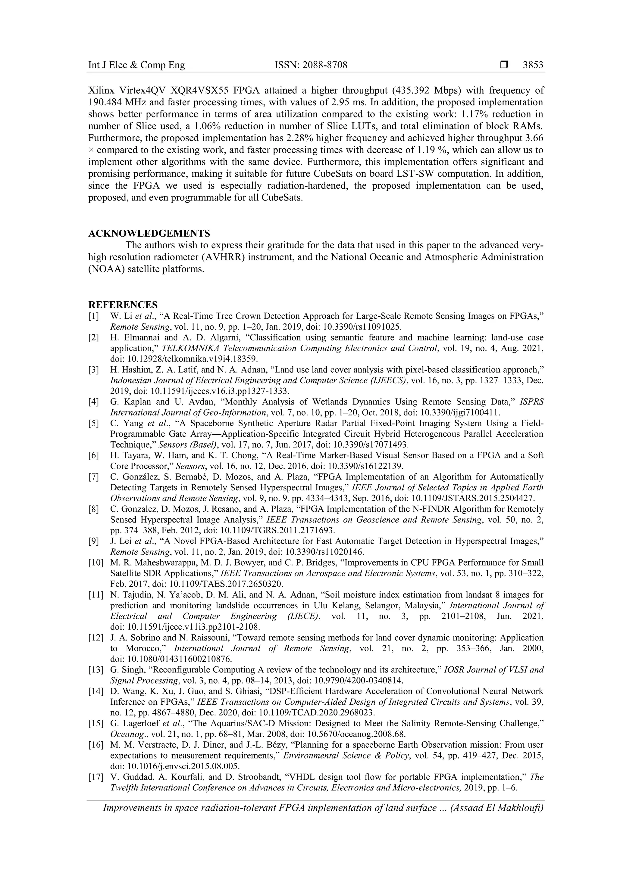 Improvements in space radiation-tolerant FPGA implementation of land surface temperature-split ...