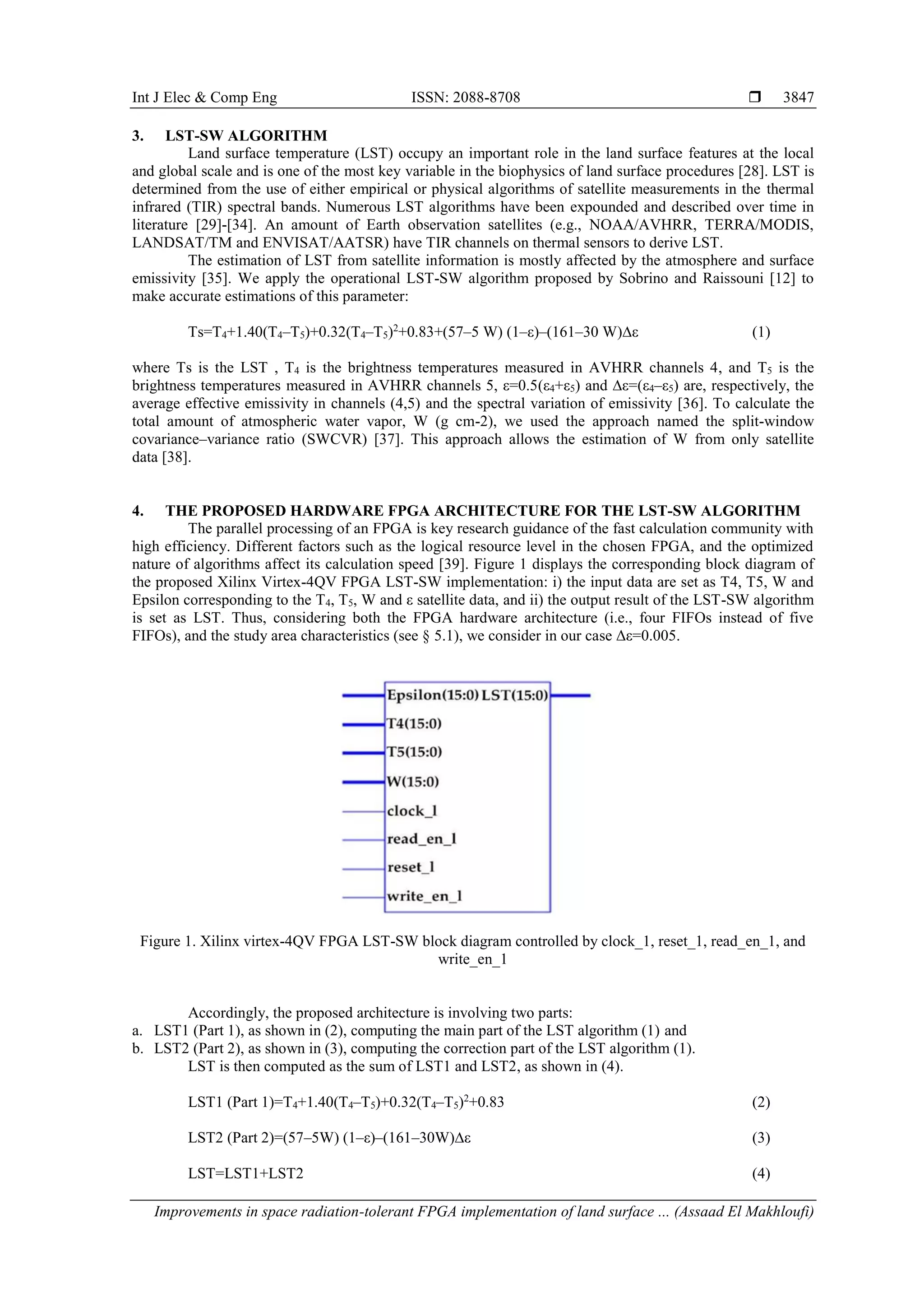 Improvements in space radiation-tolerant FPGA implementation of land surface temperature-split ...