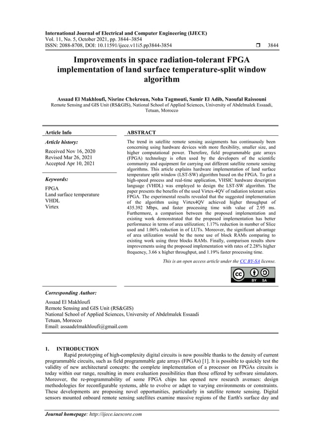 Improvements in space radiation-tolerant FPGA implementation of land surface temperature-split ...