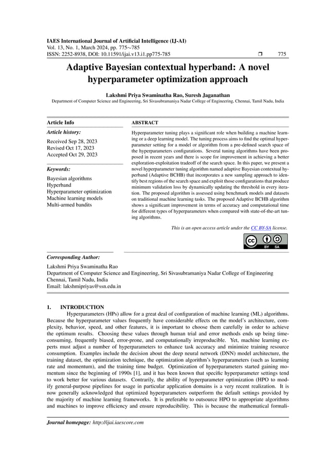 Adaptive Bayesian Contextual Hyperband A Novel Hyperparameter Optimization Approach Pdf
