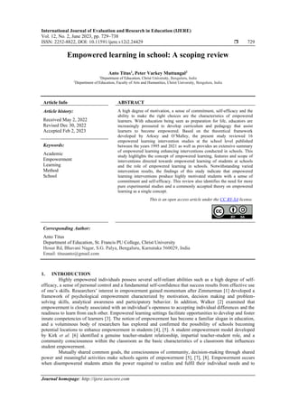 Empowered learning in school: A scoping review | PDF