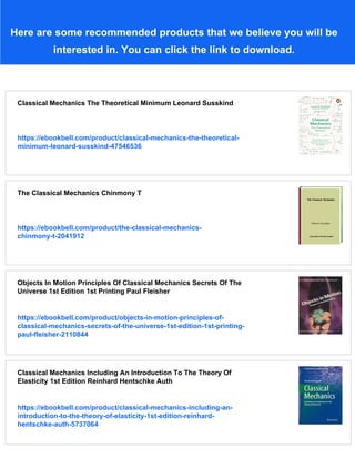 Classical Mechanics The Theoretical Minimum Leonard Susskind | PDF