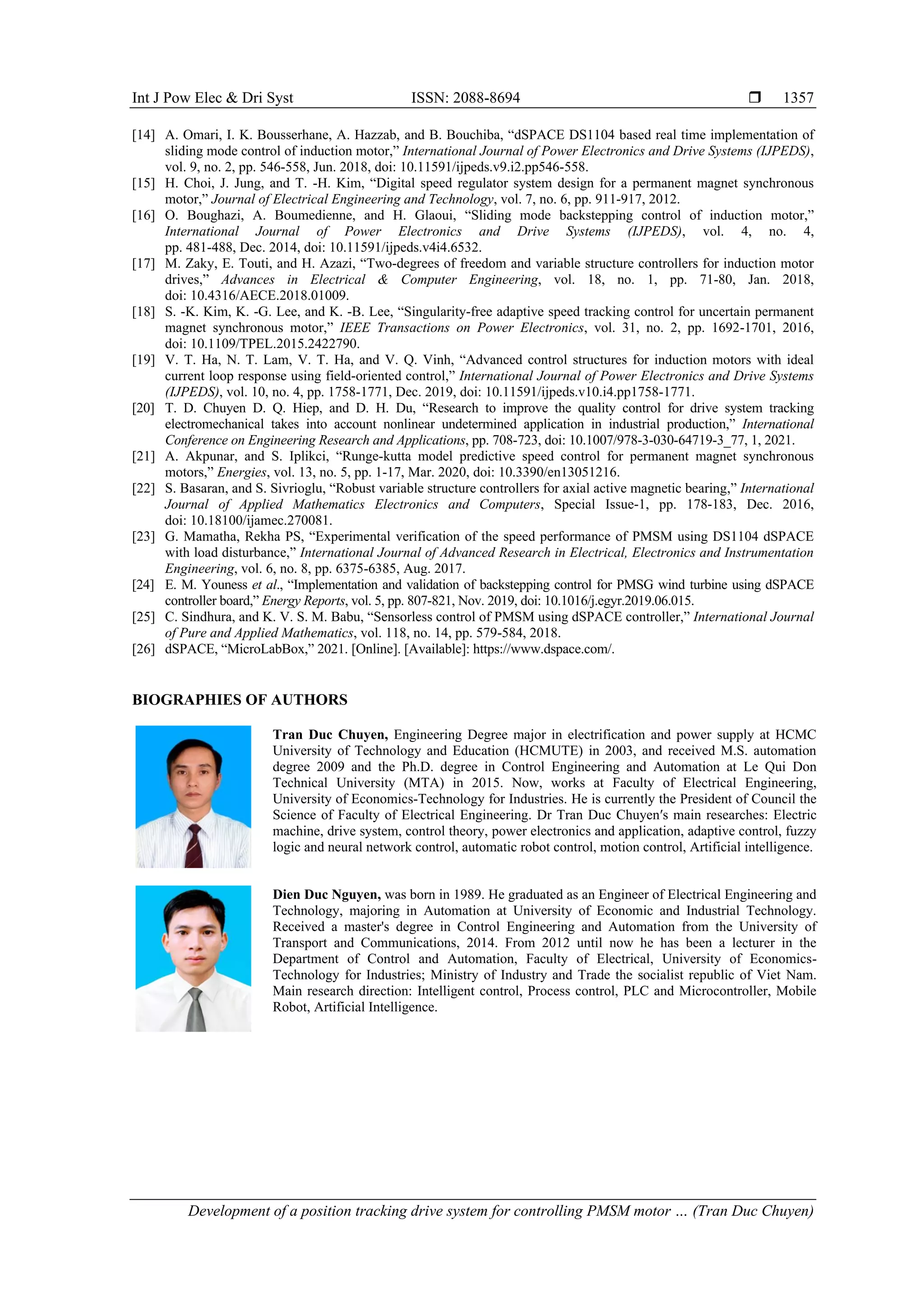 Development of a position tracking drive system for controlling PMSM ...
