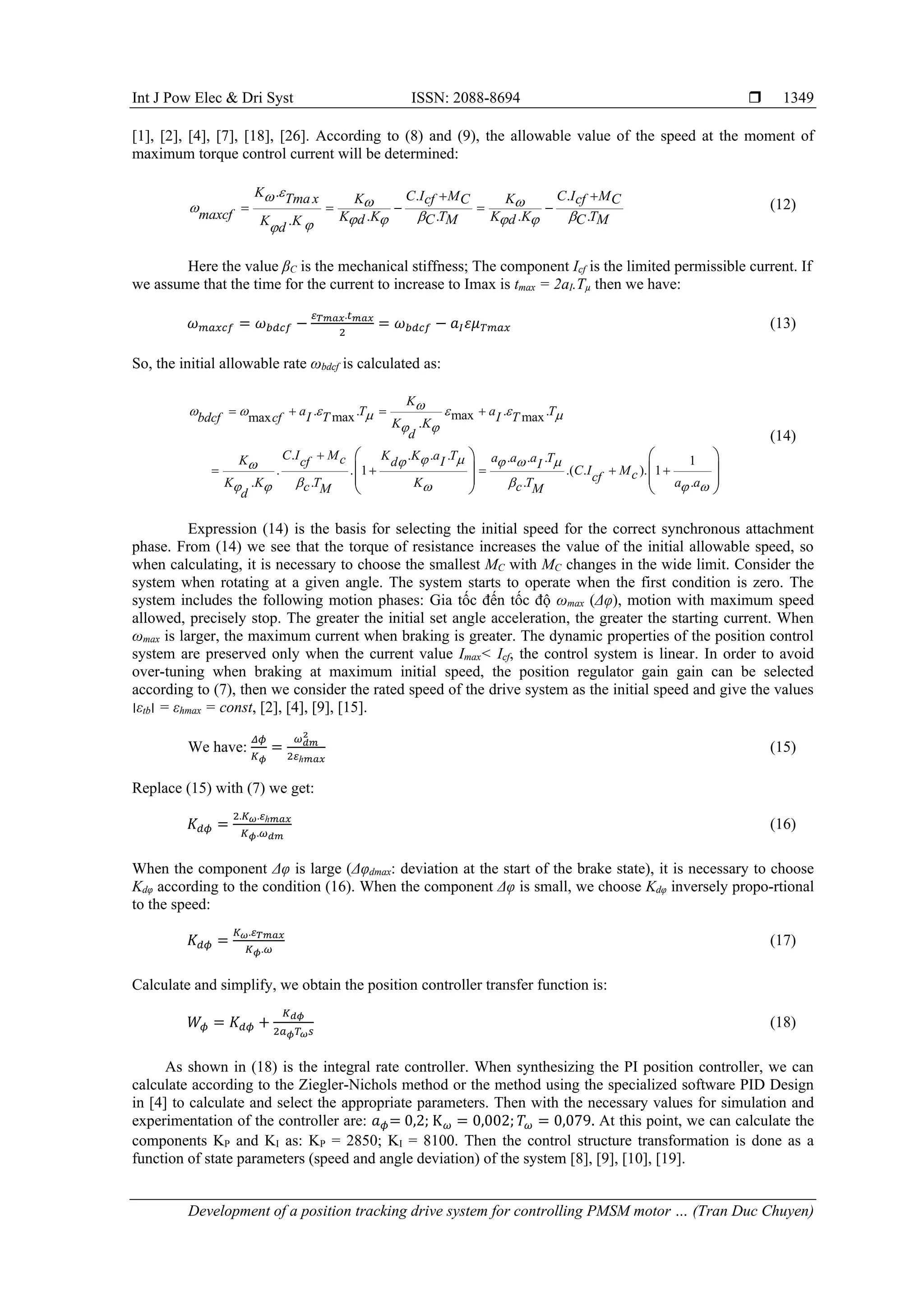 Development of a position tracking drive system for controlling PMSM motor using dSPACE 1104 ...