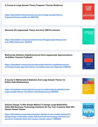 Large Sample Techniques For Statistics Second Jiming Jiang | PDF