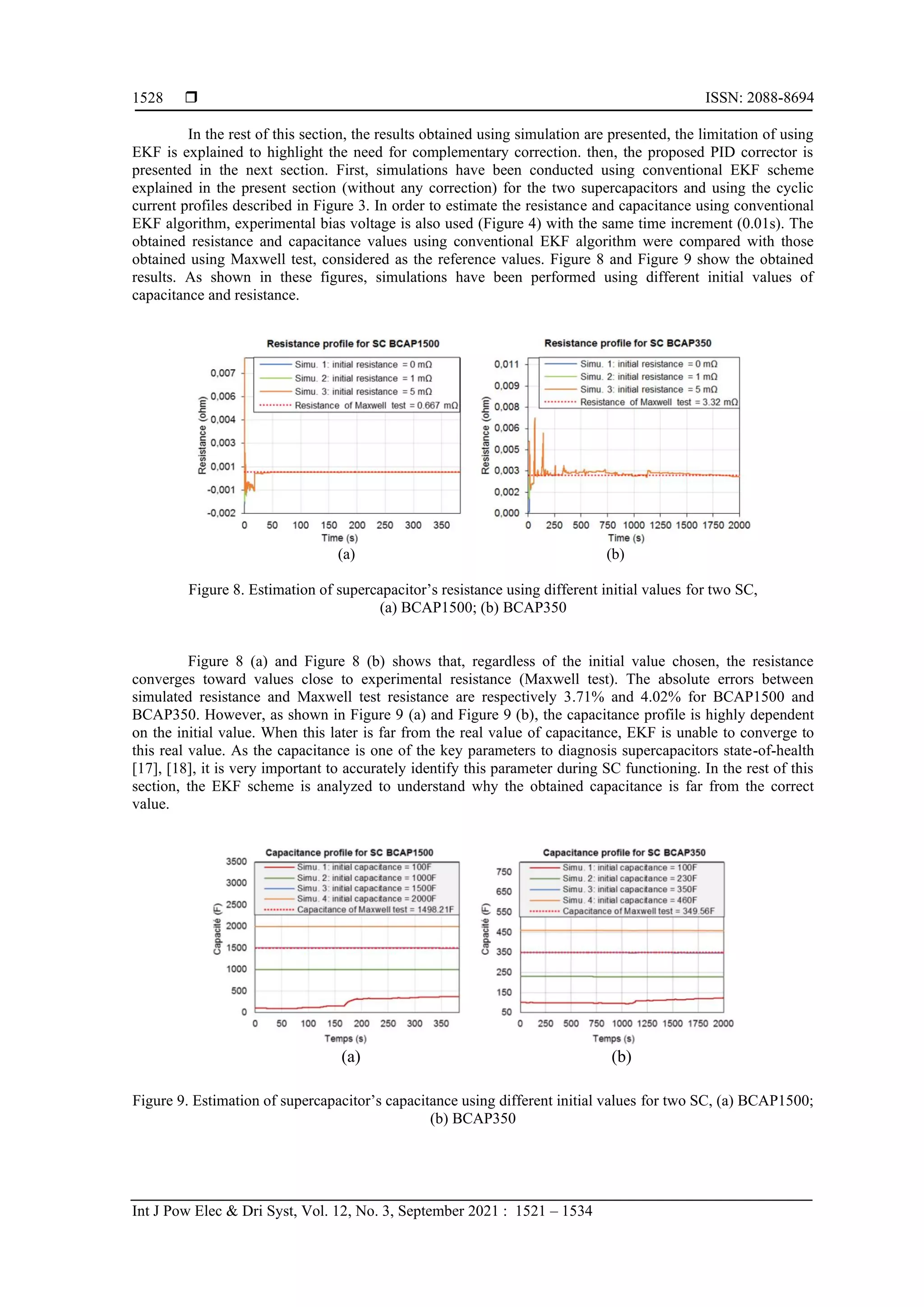 Online diagnosis of supercapacitors using extended Kalman filter combined with PID corrector ...