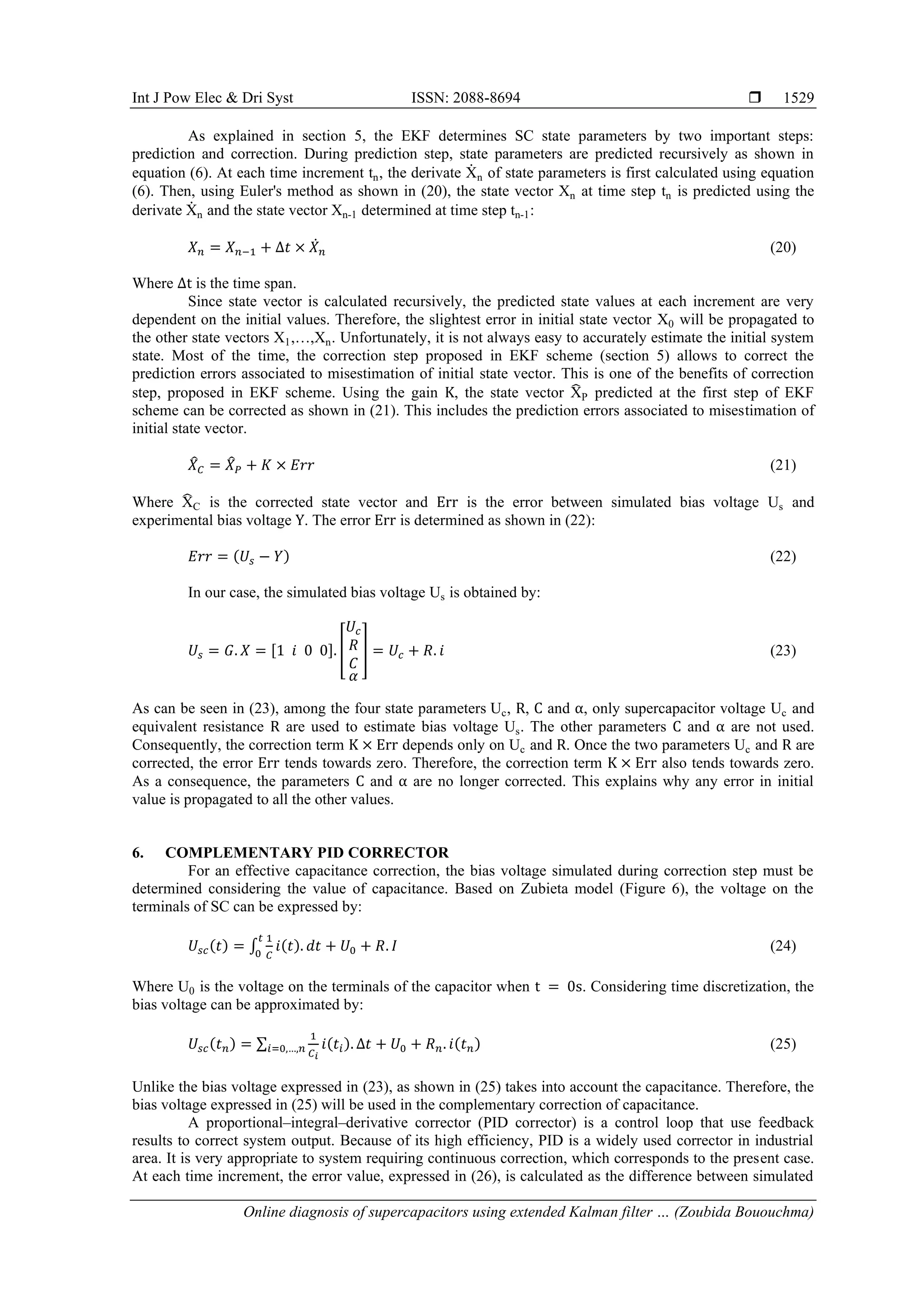 Online diagnosis of supercapacitors using extended Kalman filter ...