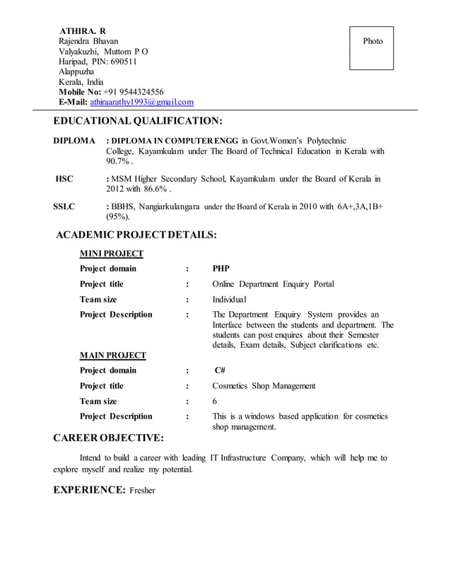 Athira R resume | DOCX | Computing | Technology & Computing