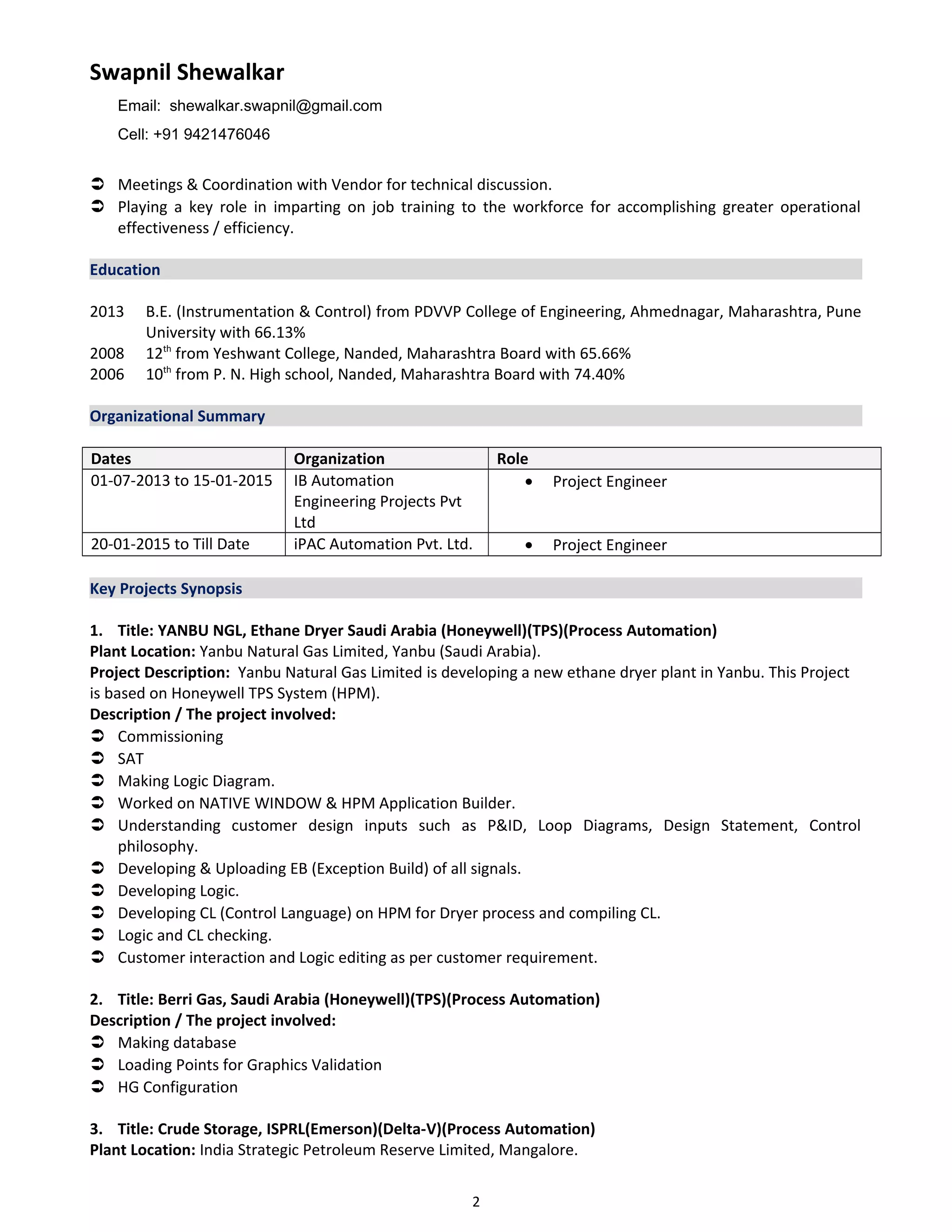 Resume - Swapnil Shewalkar (1) | DOC