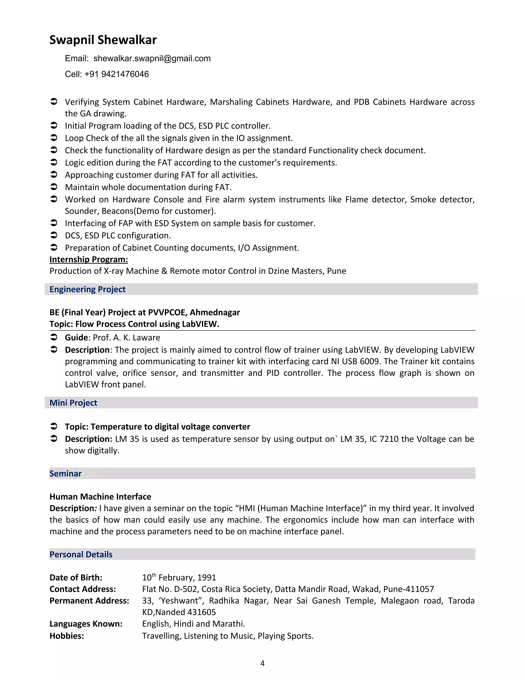 Resume - Swapnil Shewalkar (1) | DOC