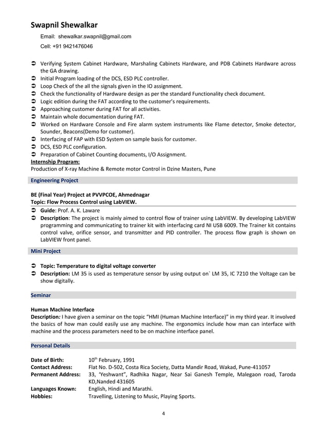 Resume - Swapnil Shewalkar (1) | DOC | Operating Systems | Computer Software and Applications