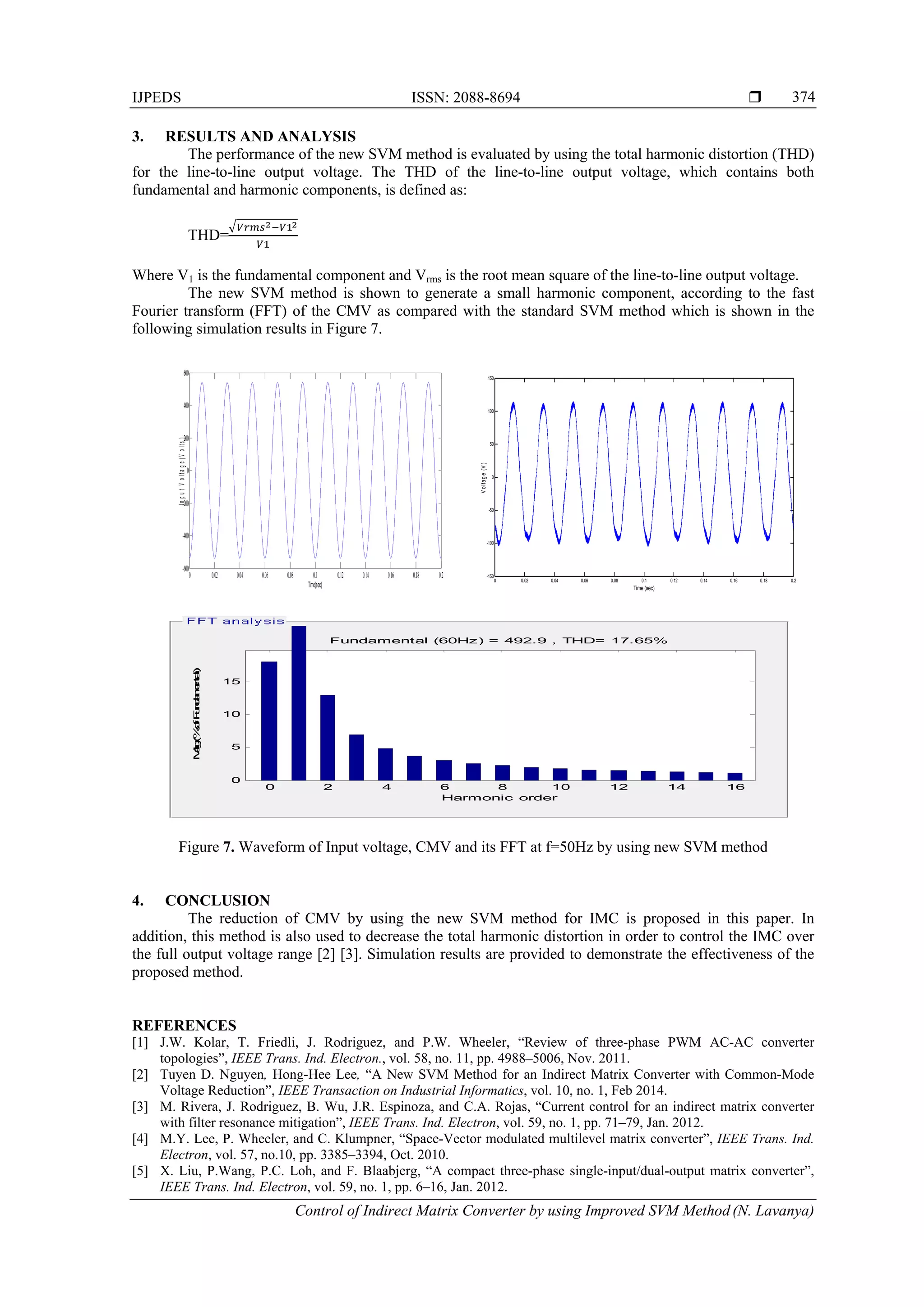 Control of Indirect Matrix Converter by Using Improved SVM Method | PDF