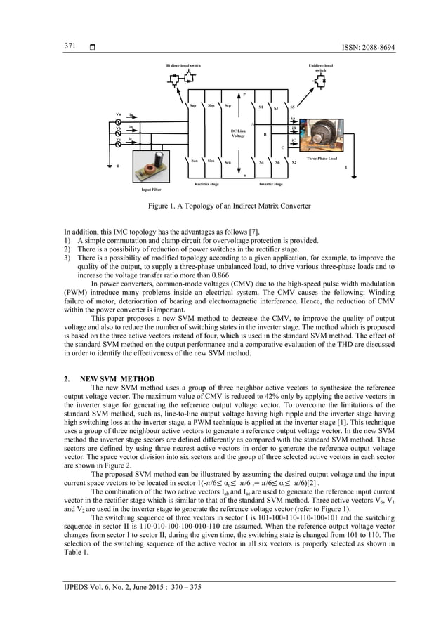 Control of Indirect Matrix Converter by Using Improved SVM Method | PDF