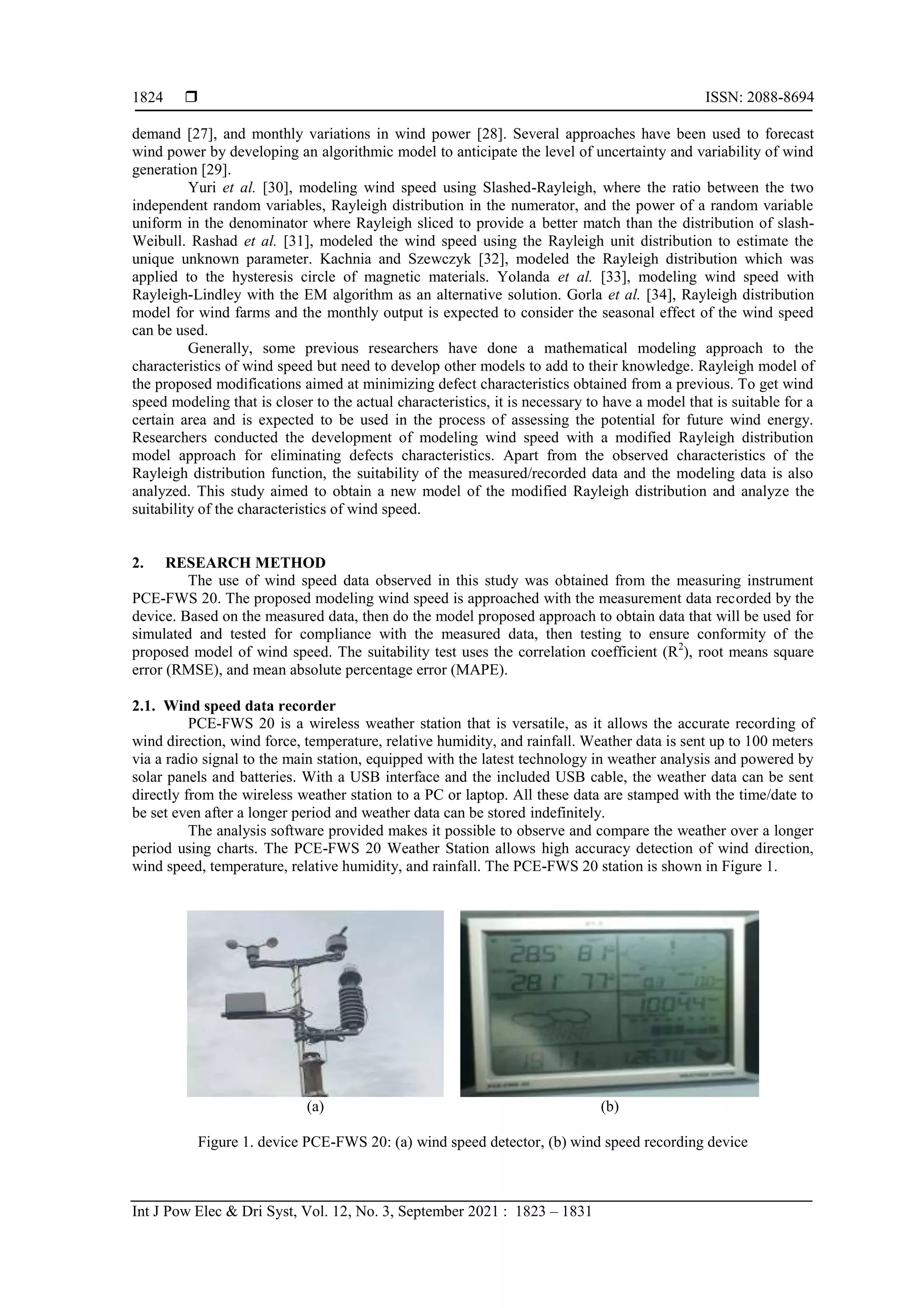 Wind Speed Modeling Based On Measurement Data To Predict Future Wind Speed With Modified