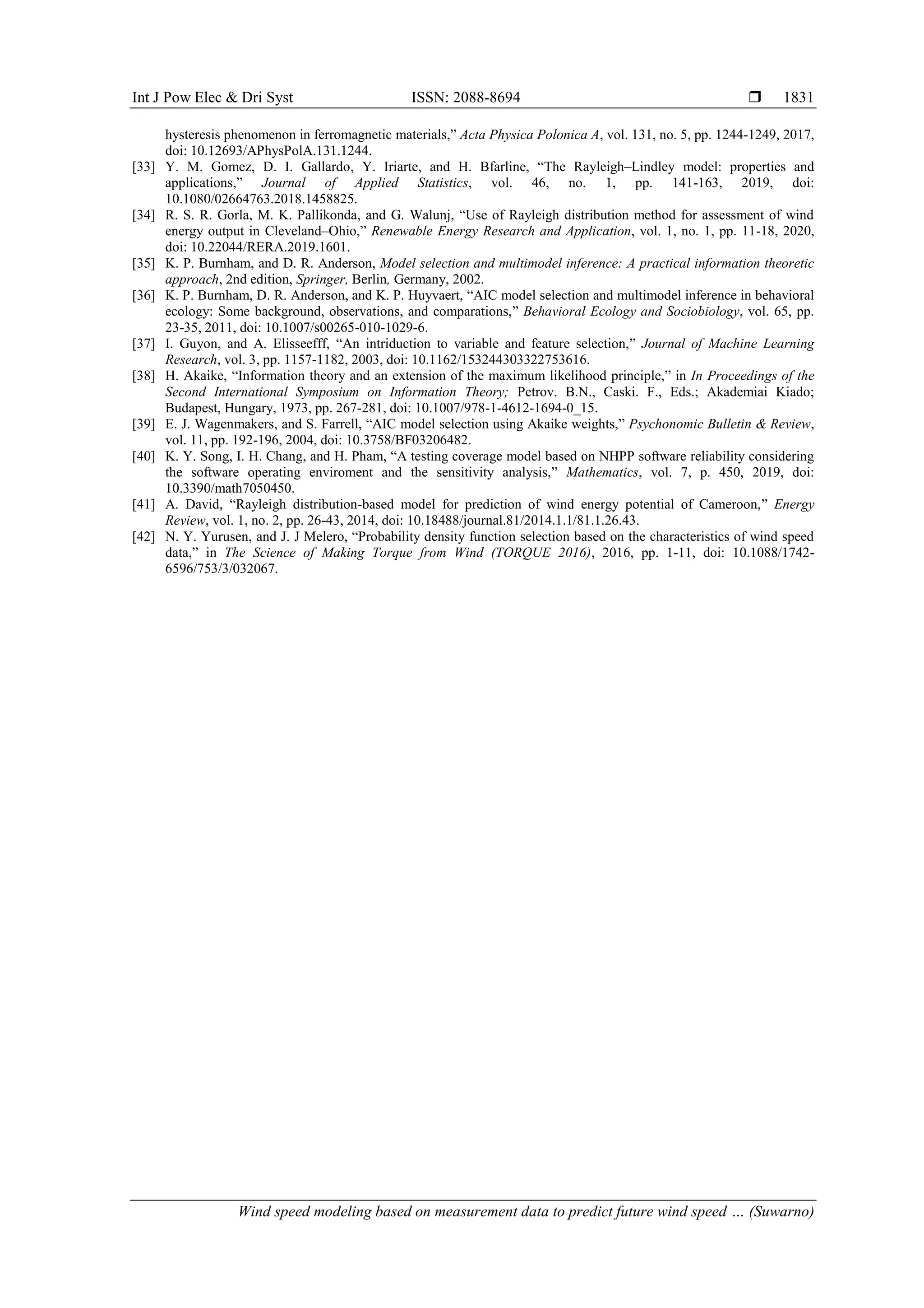 Wind Speed Modeling Based On Measurement Data To Predict Future Wind Speed With Modified