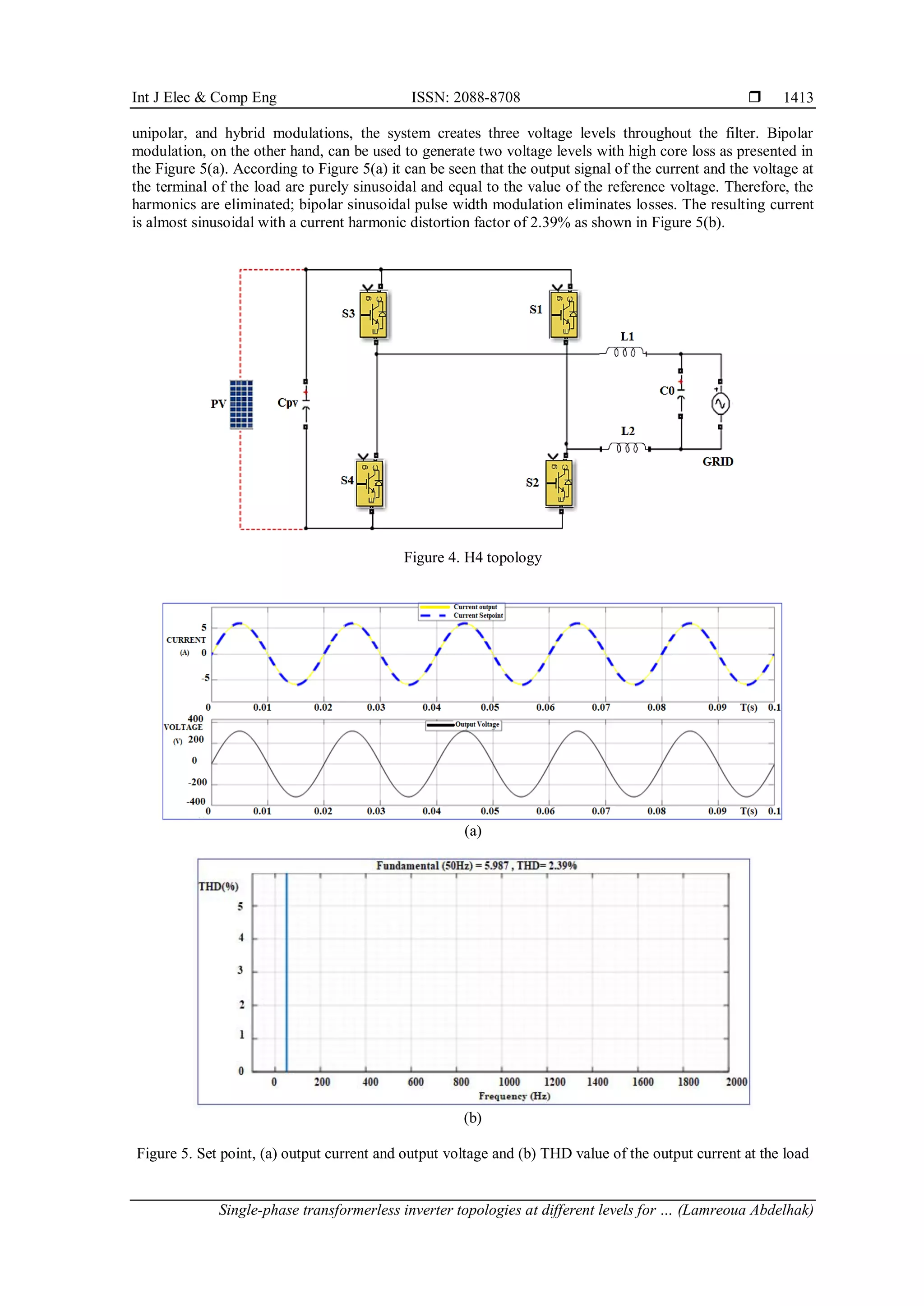 Single-phase transformerless inverter topologies at different levels for a photovoltaic system ...