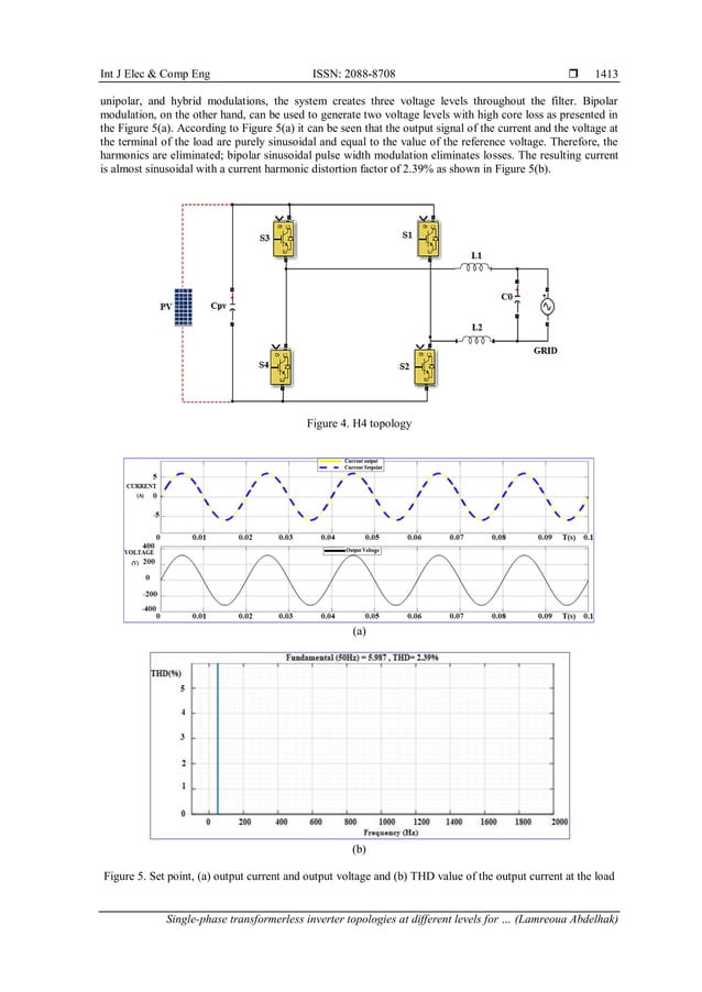 Single-phase transformerless inverter topologies at different levels for a photovoltaic system ...