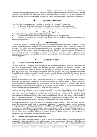 Effects of Incentives on Employees Productivity | PDF