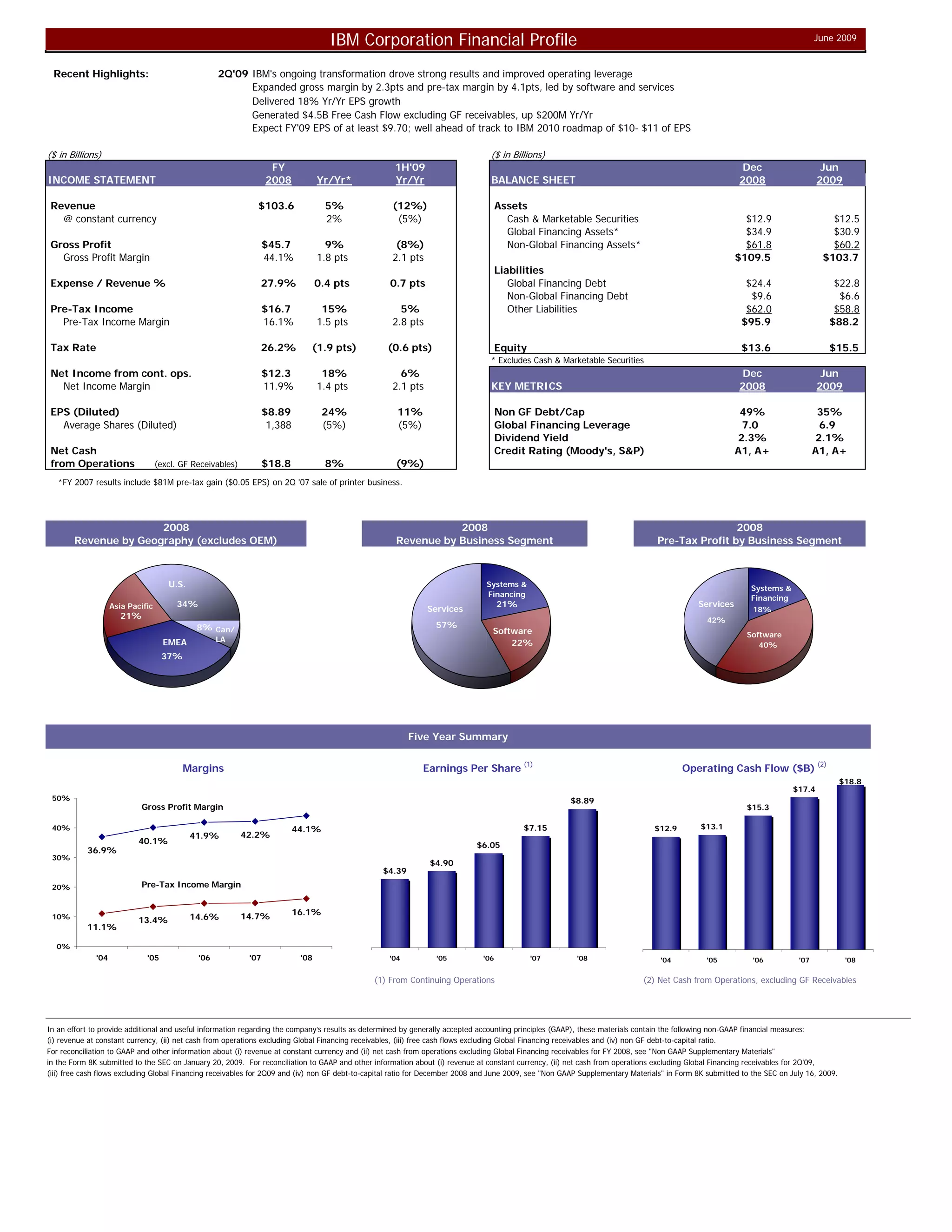 Financial Snapshot of IBM | PDF
