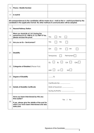 application form HAL 2015 | PDF