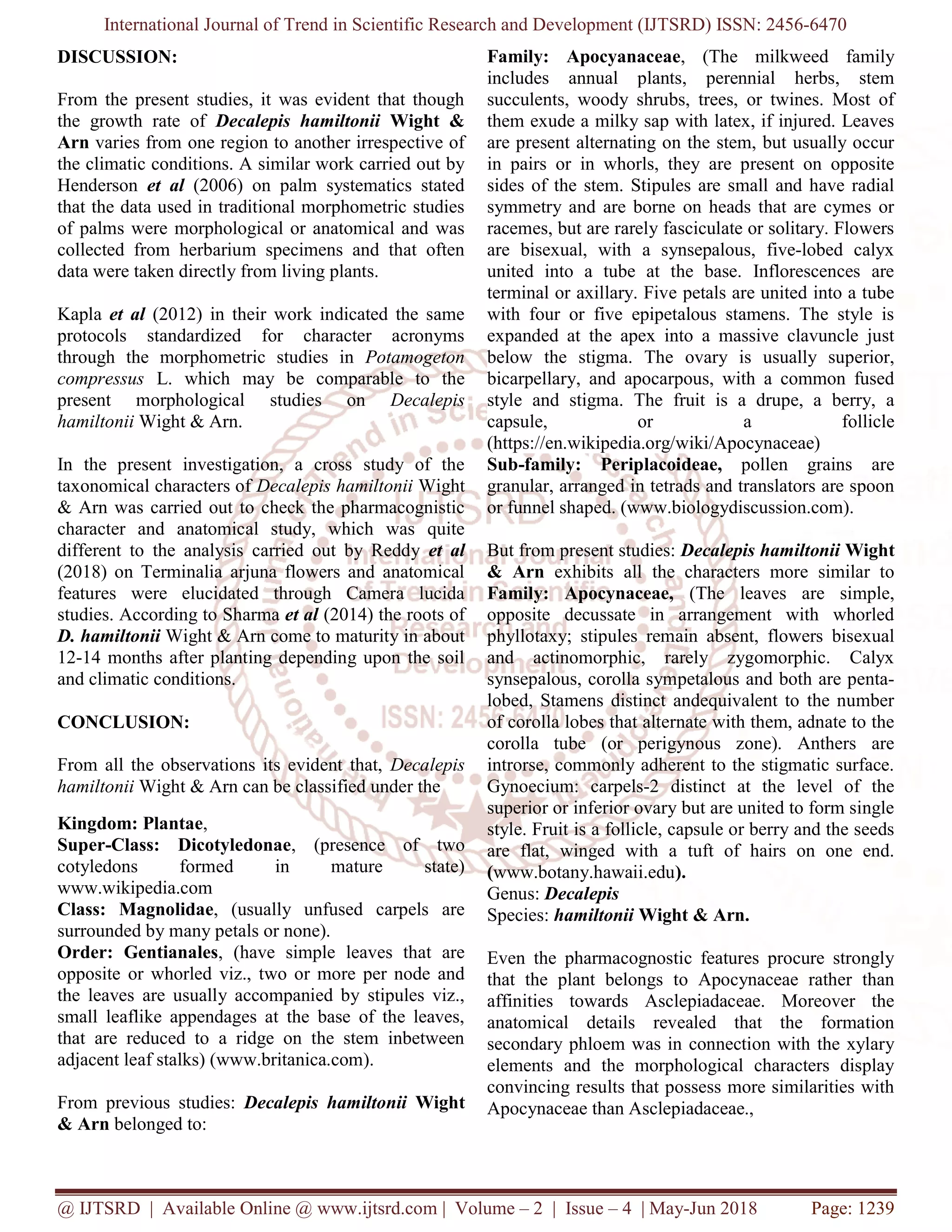 Evaluation of morphological and anatomical characters on growth of ...