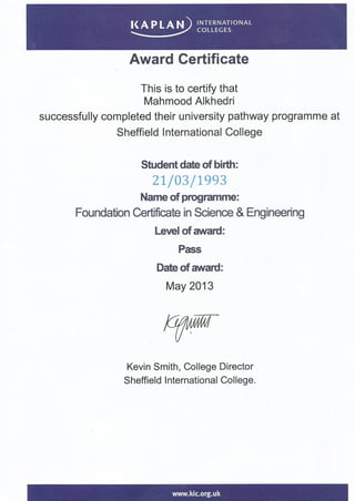foundation certificate mahmood | PDF