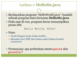 212 kuliah 01 pengenalan pemrograman berorientasi objek (java) | PPT