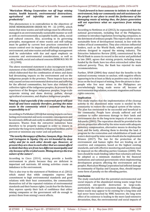 Mine Waste A Social Deviance | PDF