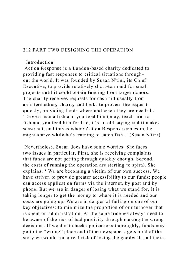 212 PART TWO DESIGNING THE OPERATION Introduction Acti.docx