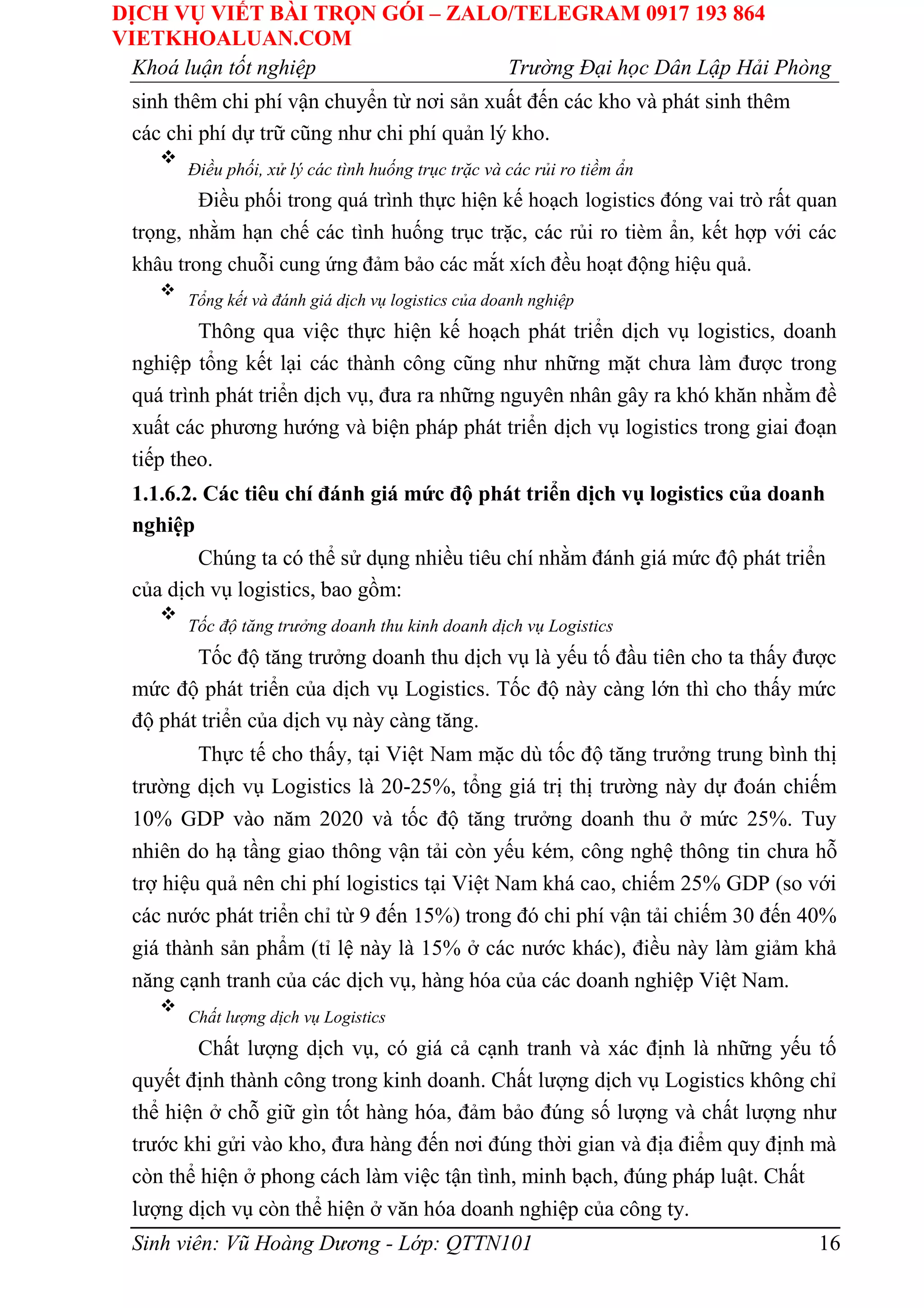 Khóa luận: Nâng cao hiệu quả hoạt động kinh doanh dịch vụ logistics, 9 ĐIỂM | DOC