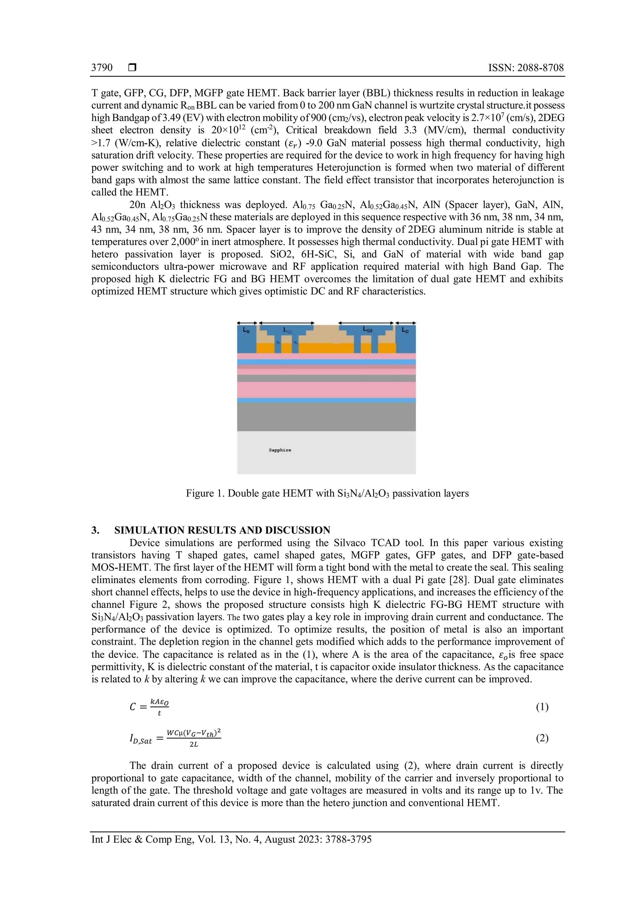 Design and performance analysis of front and back Pi 6 nm gate with high K dielectric passivated ...